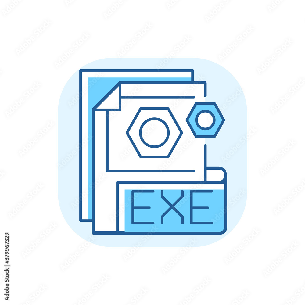 Vektorová grafika „EXE file blue RGB color icon. File format. Common ... Vektorová grafika „EXE file blue RGB color icon. File format. Common ...