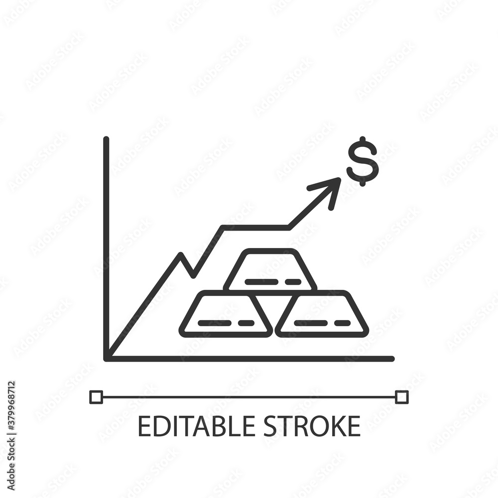 Precious metals price linear icon. Money investment. Bullion trade. Buy ...