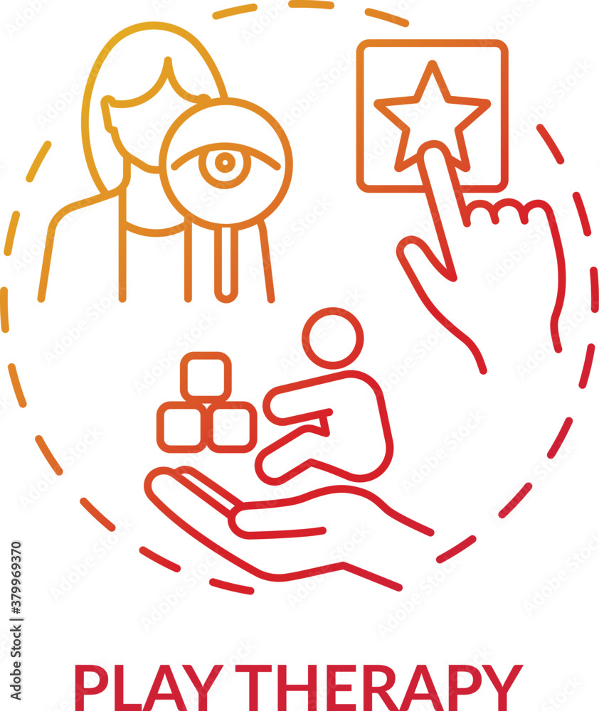 Play therapy concept icon. Children mental health treatment idea thin ...