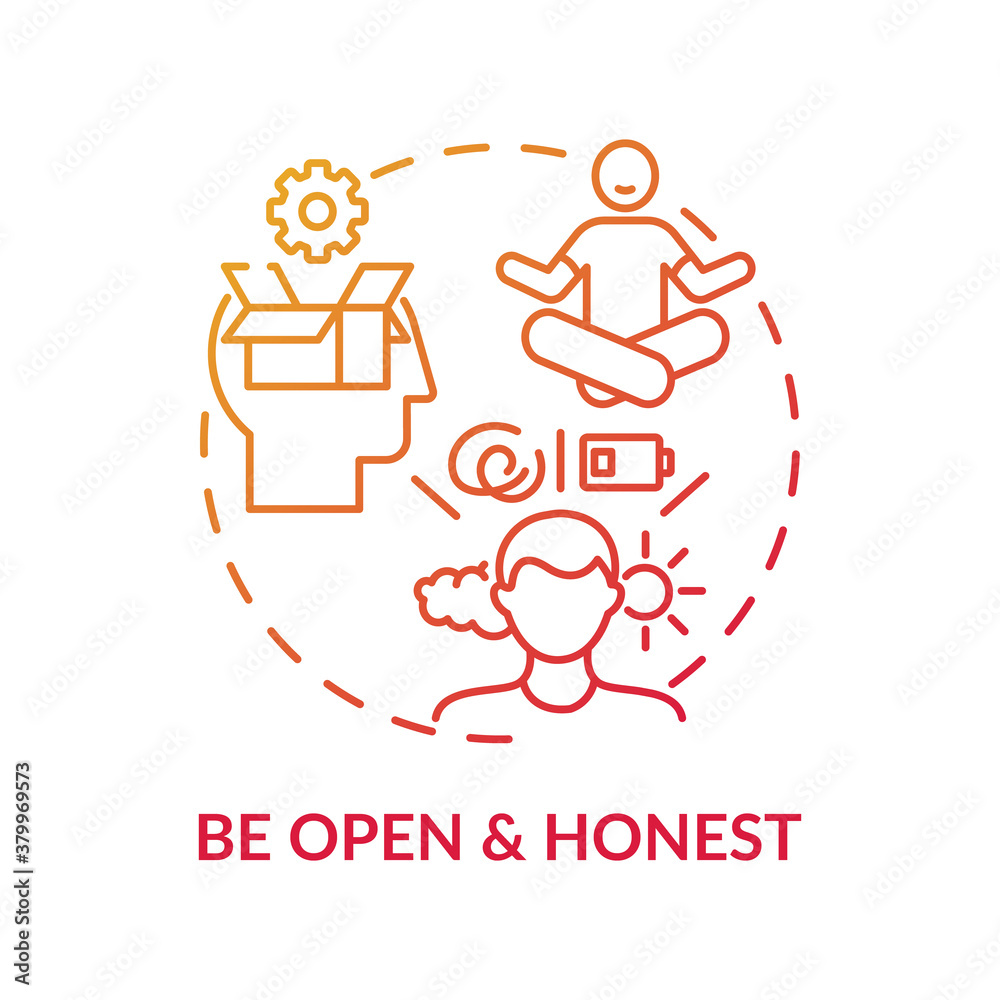 Be open and honest concept icon. Self-worth sense idea thin line ...