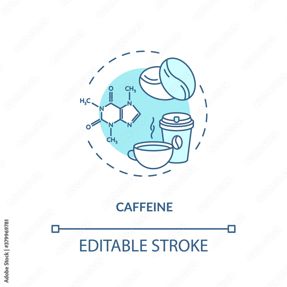 Caffeine concept icon. High caffeine energy drinks idea thin line ...