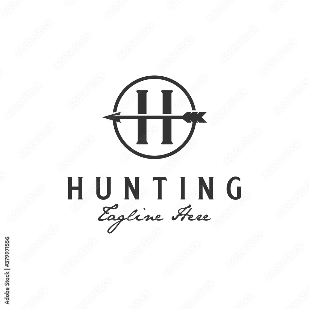 H Letter and Arrow Symbol for Hunting Logo Stock Vector | Adobe Stock