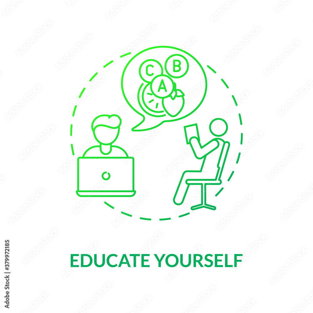 Educate yourself concept icon. Healthy eating tutorial. Organic ...