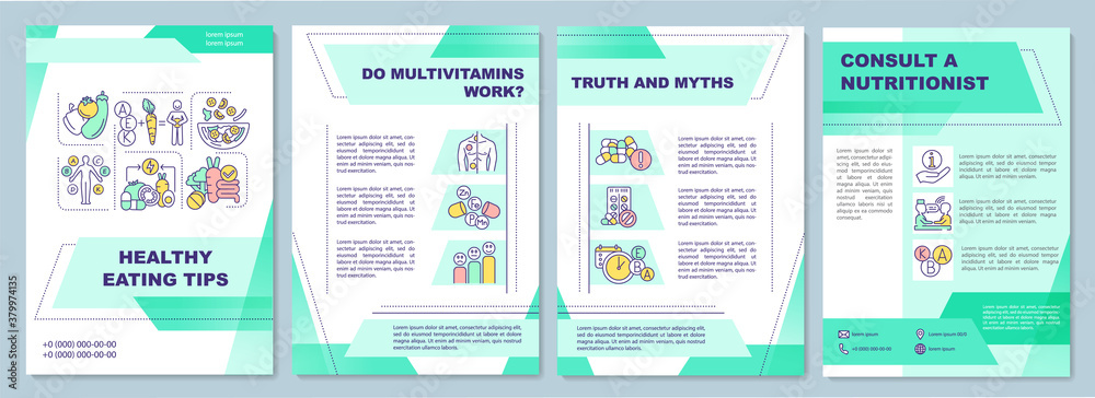 Healthy eating tips brochure template. Consult a nutritionist. Flyer ...