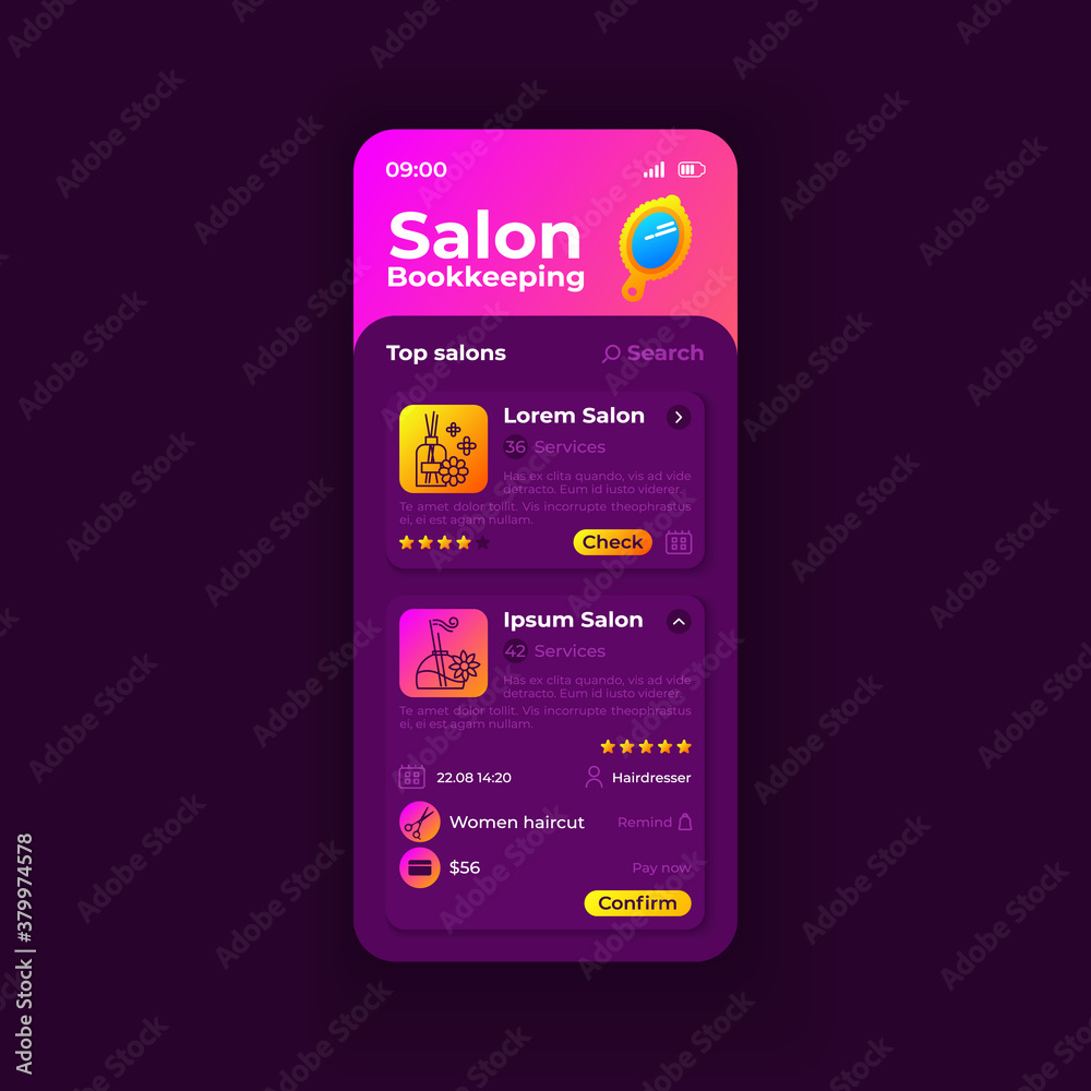 Counting service smartphone interface vector template. Mobile app page ...