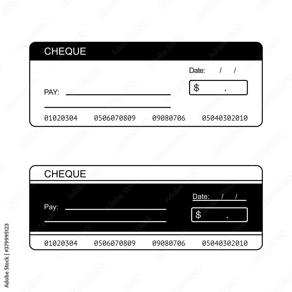 Blank Cheque For Personal Or Bank Cheque In Vector Stock Vector Adobe 