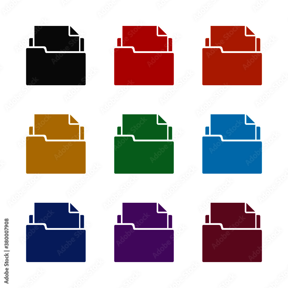File folder icon, color set Stock Vector | Adobe Stock