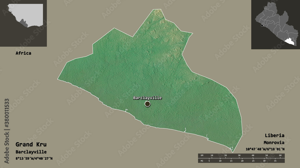 Grand Kru, county of Liberia,. Previews. Relief Stock Illustration ...