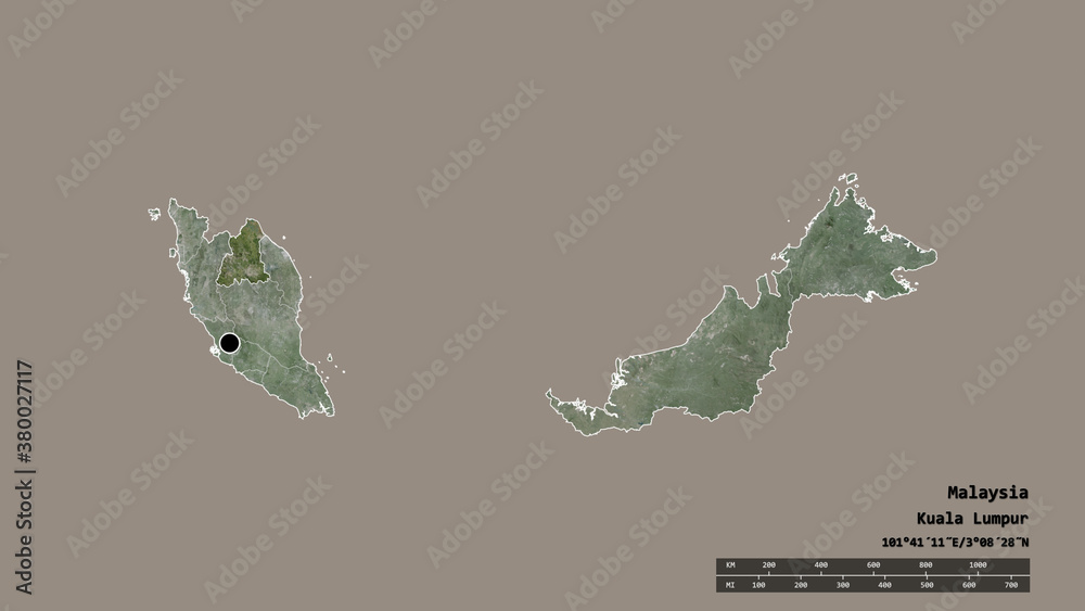 Location of Kelantan, state of Malaysia,. Satellite Stock Illustration ...