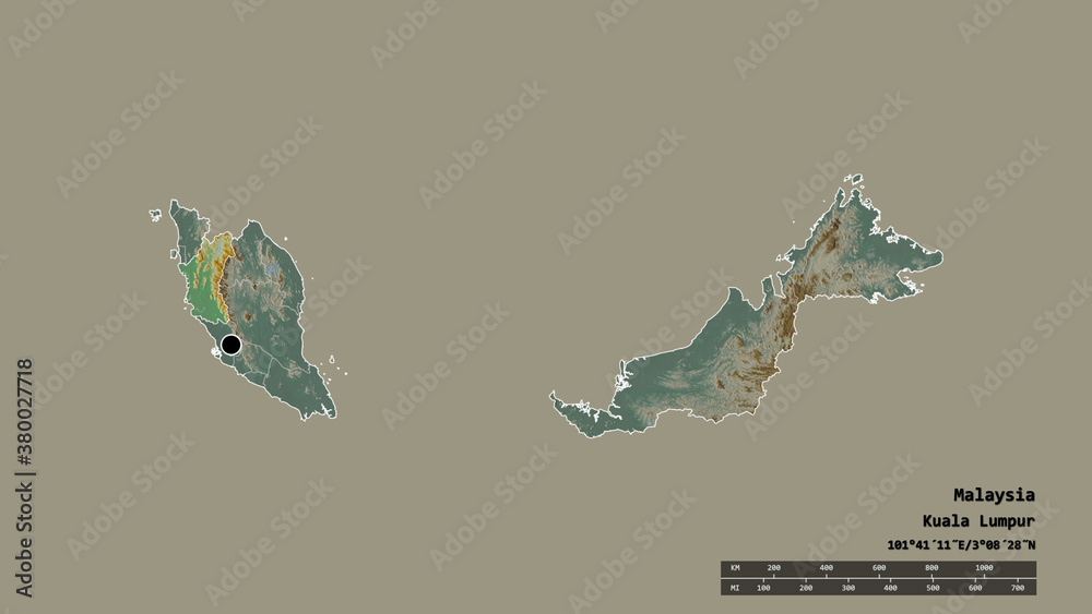 Location of Perak, state of Malaysia,. Relief Stock Illustration ...