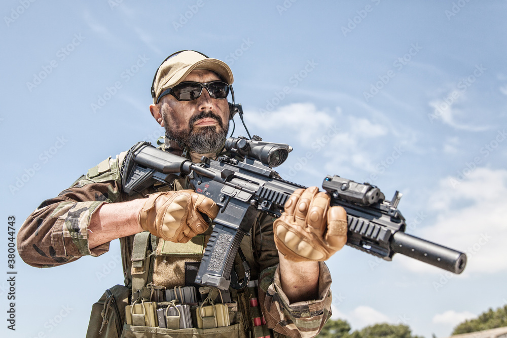 Private military company mercenary, brutal looking special forces ...