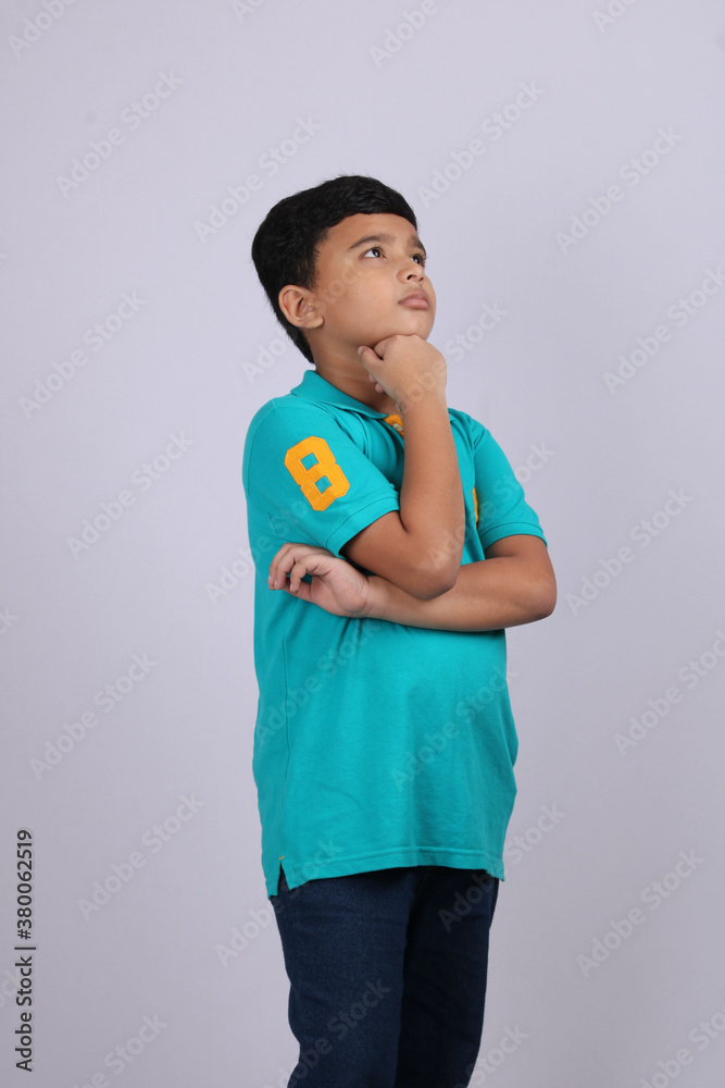 Thinking indian child deep in thought concept for confusion ...