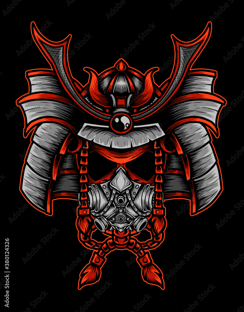 Samurai warrior mask. Traditional armor of japanese warrior-vector ...