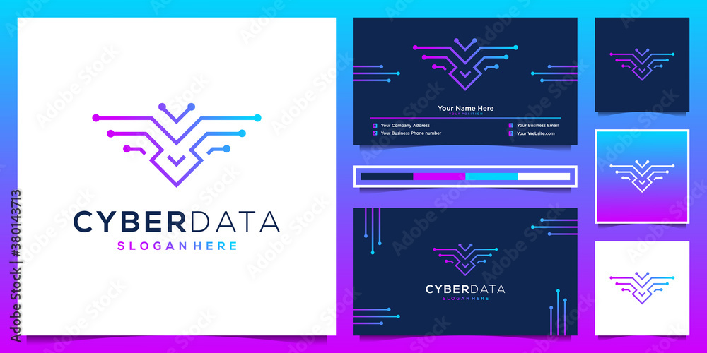 eagle cyber tech logo design and business card, Creative logo symbol ...