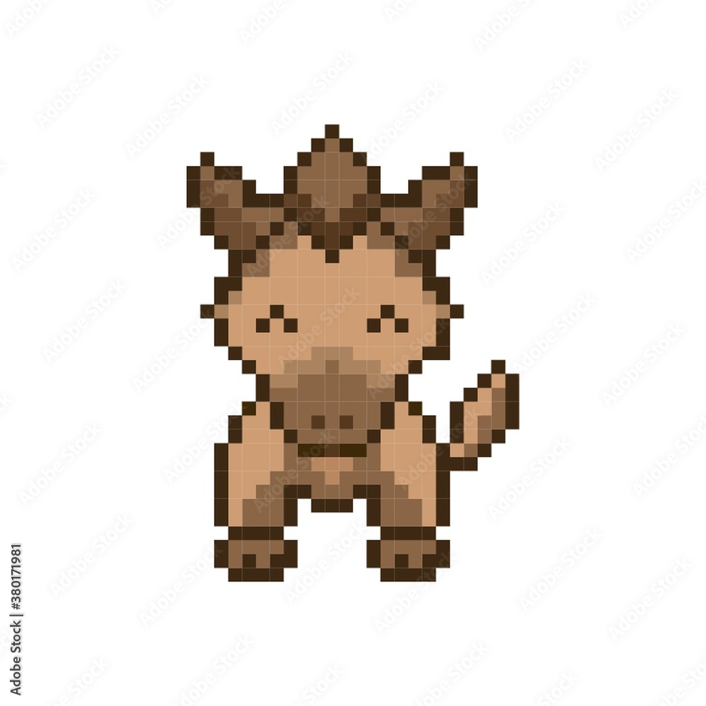 Pixel art bull Stock Vector | Adobe Stock