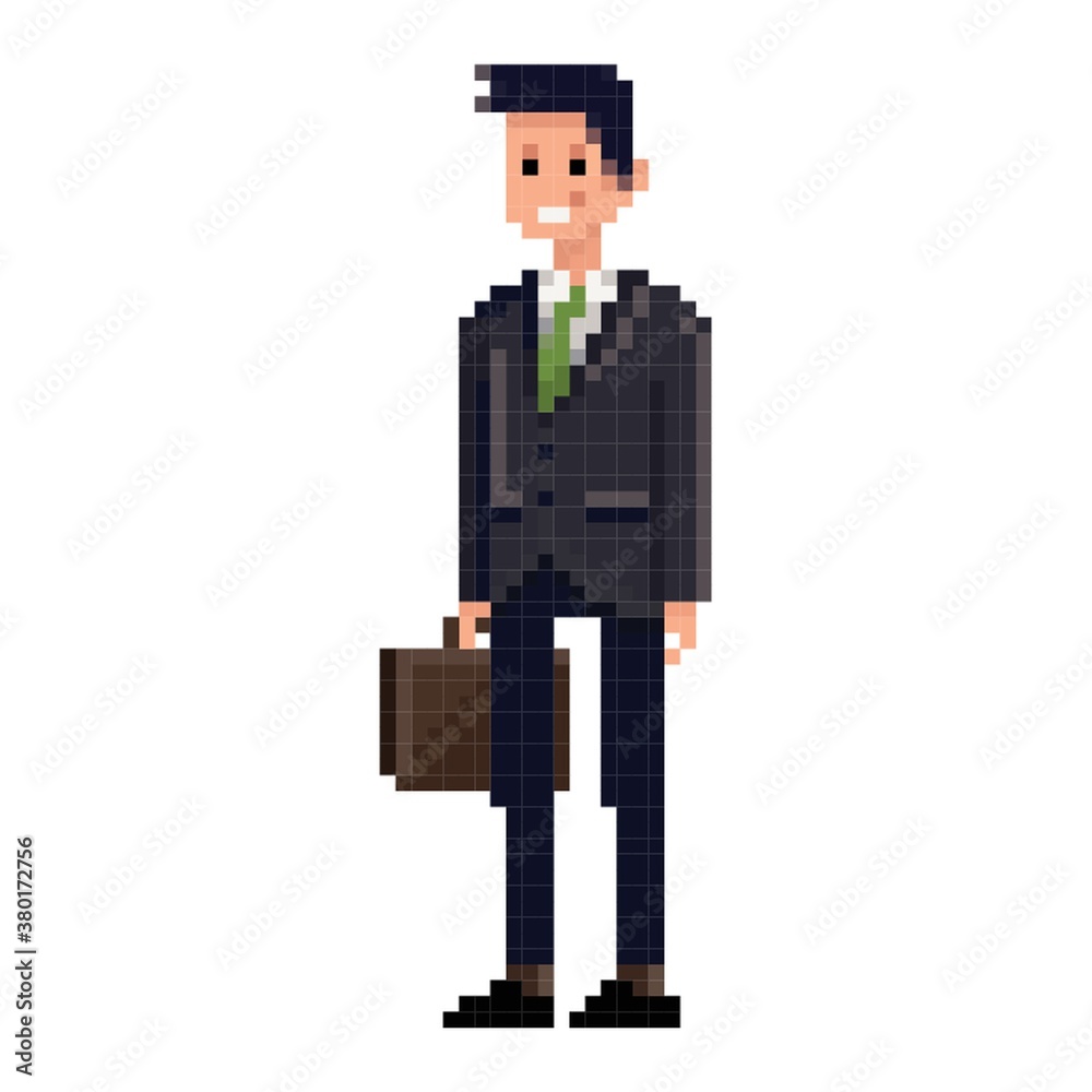 Pixel art businessman Stock Vector | Adobe Stock