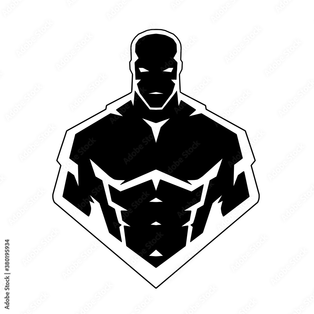 Vetor de muscular super hero bodybuilder silhouette, vector, logo ...