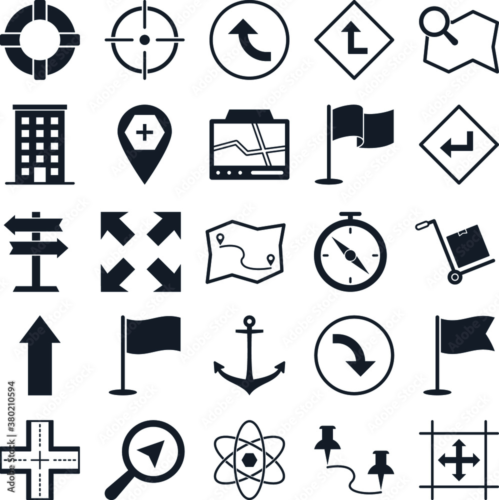 Map and navigation Vector icons consist with Map icons, navigation ...