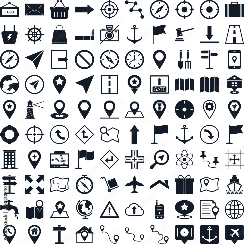 Map and navigation Vector icons consist with Map icons, navigation ...