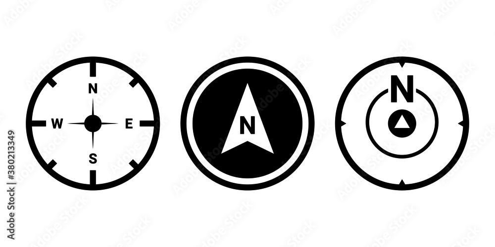 Black north sign vector set. Map and compass direction. Stock Vector ...