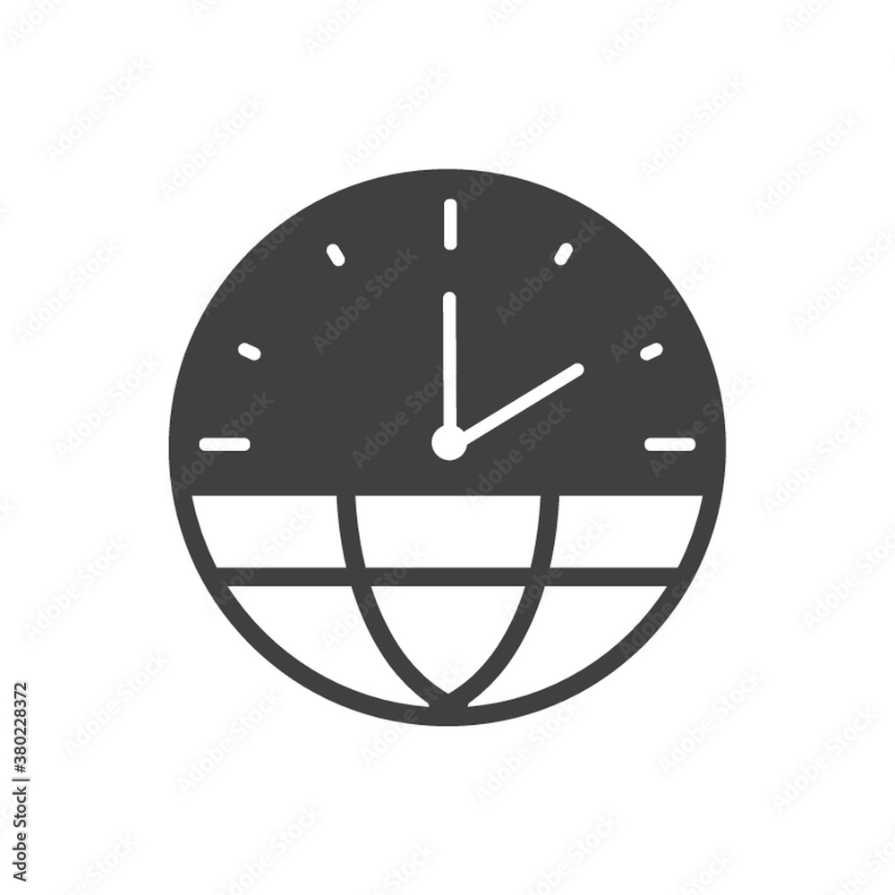 World clock icon black and white vector isolated flat illustration ...