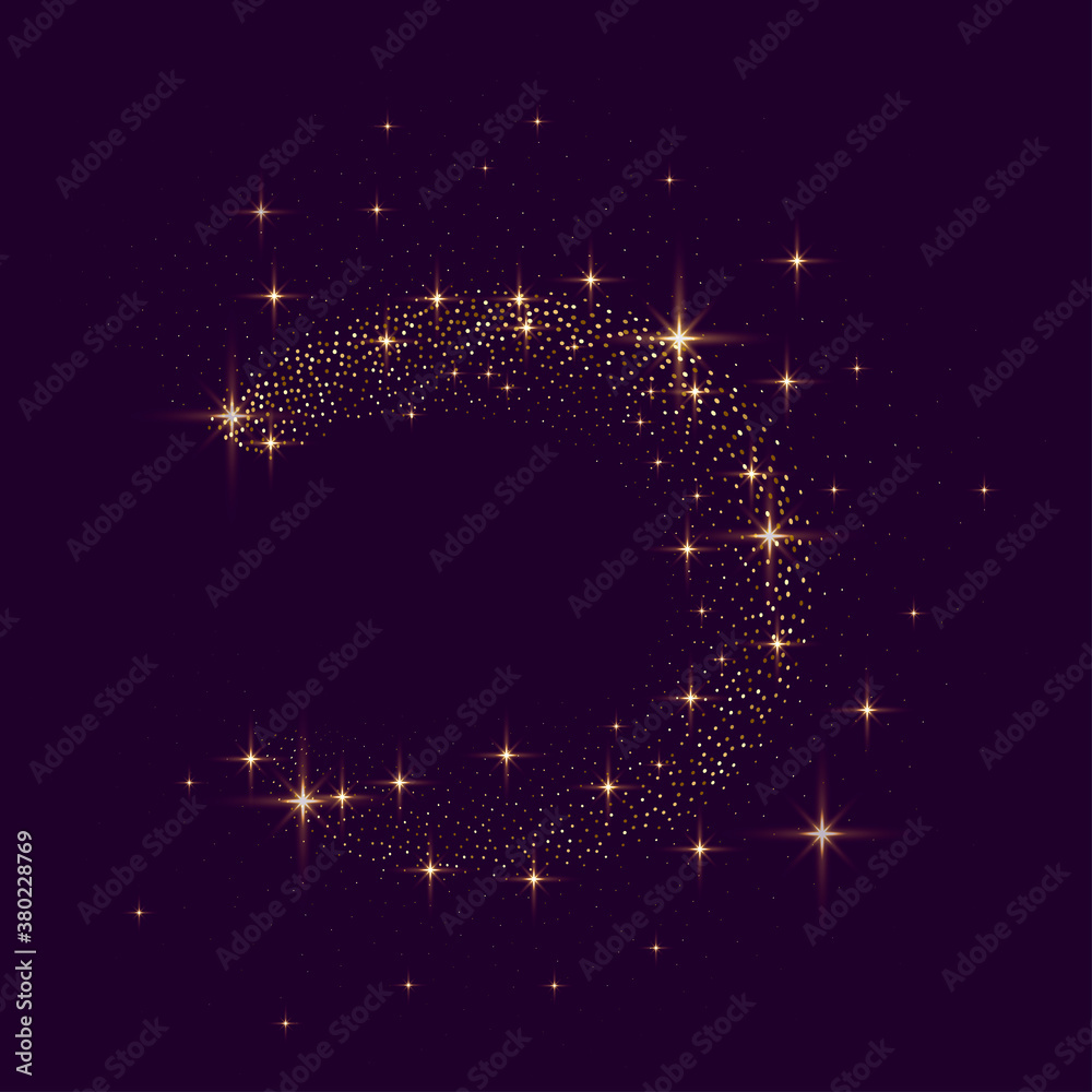 Stardust golden glitter. Glittering star dust trail.Space comet ...