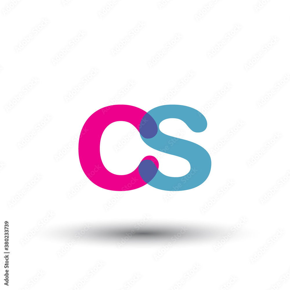 initial logo CS lowercase letter, blue and pink overlap transparent ...