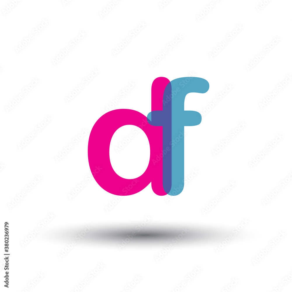 Vecteur Stock initial logo DF lowercase letter, blue and pink overlap ...
