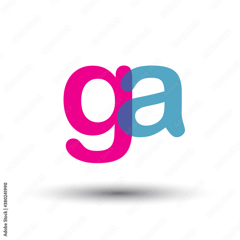 initial logo GA lowercase letter, blue and pink overlap transparent ...