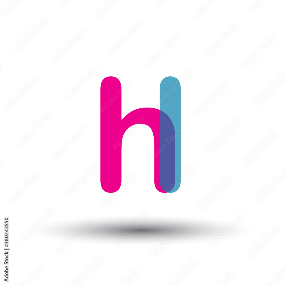 initial logo HL lowercase letter, blue and pink overlap transparent ...