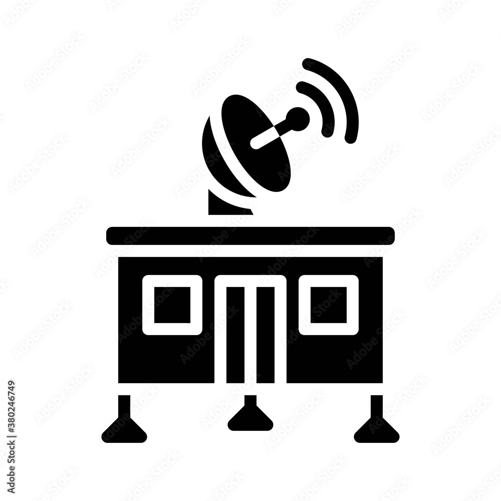 space related radar on building with signals and door, windows vector ...