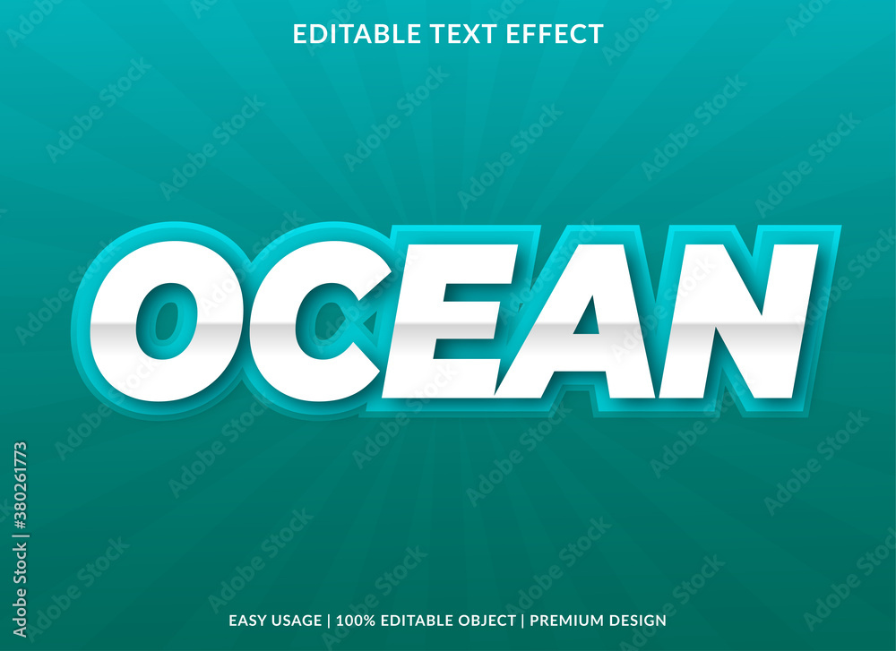 ocean text effect template with bold and clean style use for logo and ...