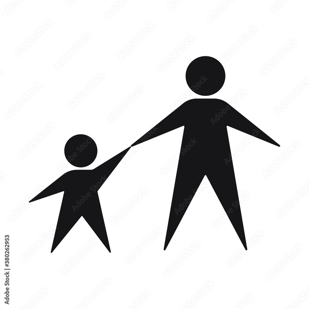 Adult and child vector icon. Baby and parent figure symbol. Human or ...