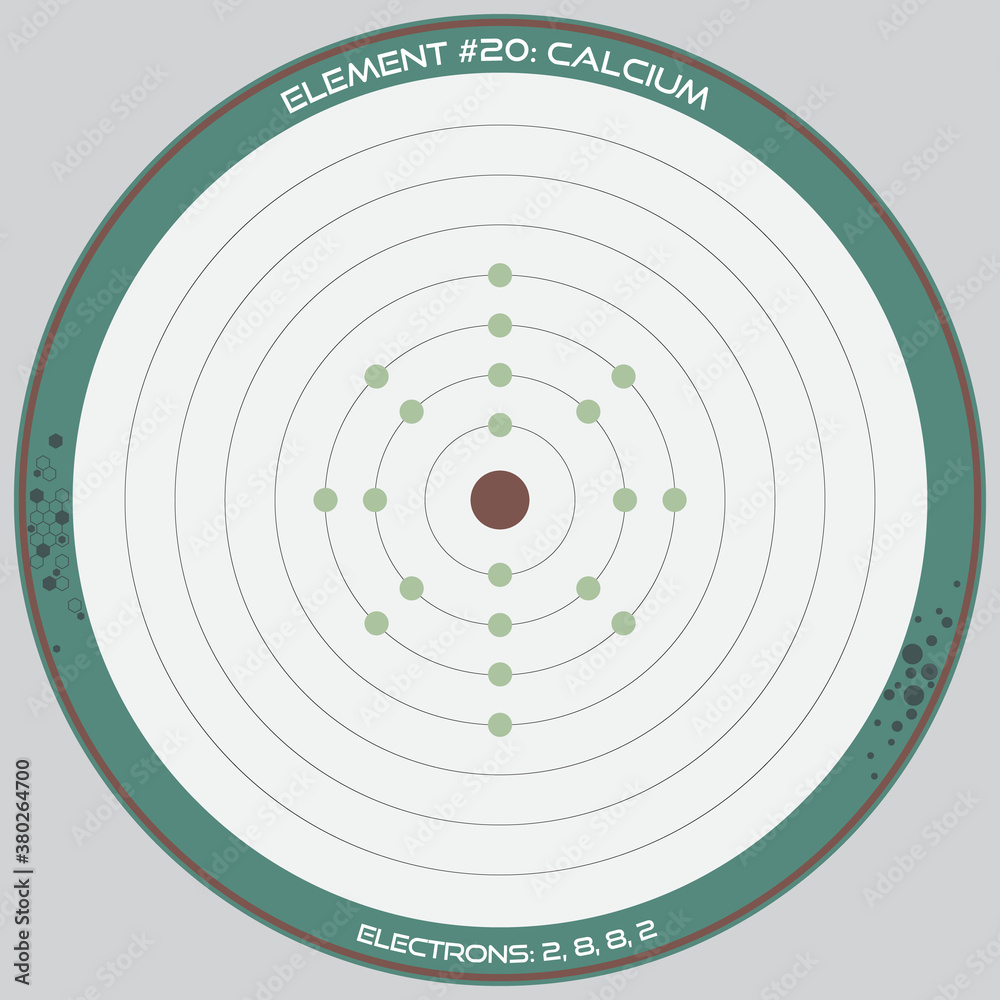 Detailed infographic of the atomic model of the element of Calcium ...
