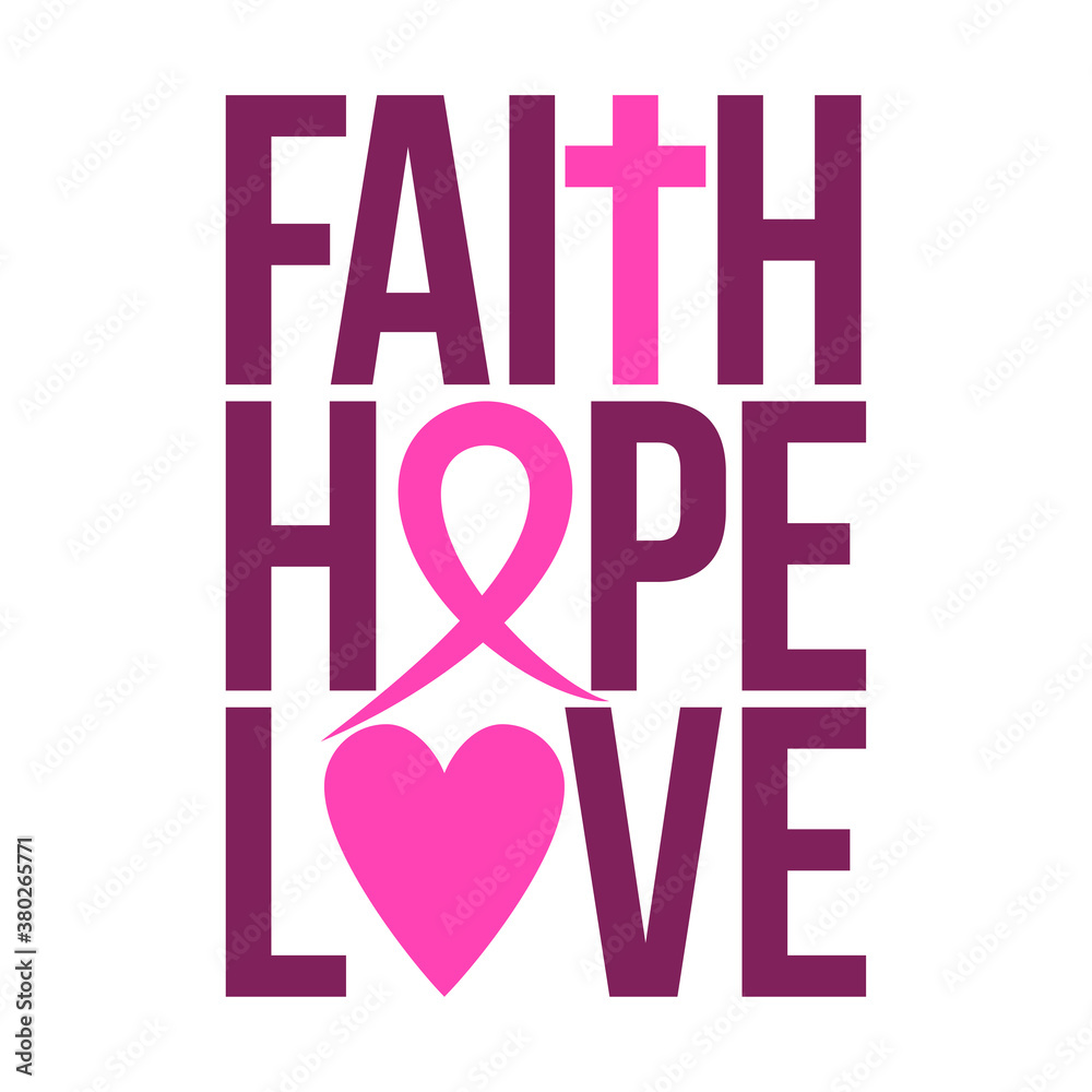 Faith Hope Love (Breast Cancer) - hand drawn Breast Cancer Awareness ...