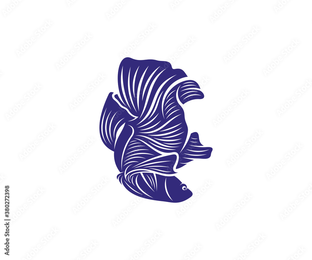 Betta fish vector illustration, fighting fish logo design template ...