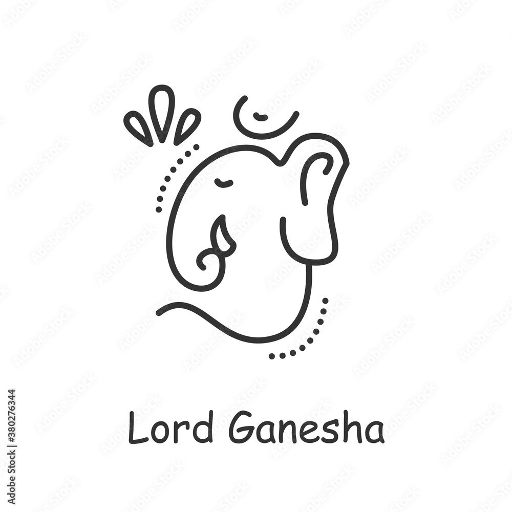 God Ganesha line icon. Lord of wisdom. Ganesh Chaturthi festival. Hindu ...