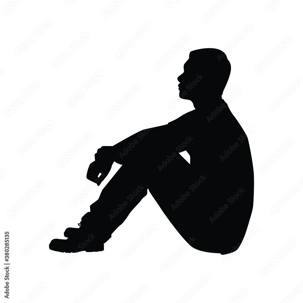 Man Sitting Silhouette Vector