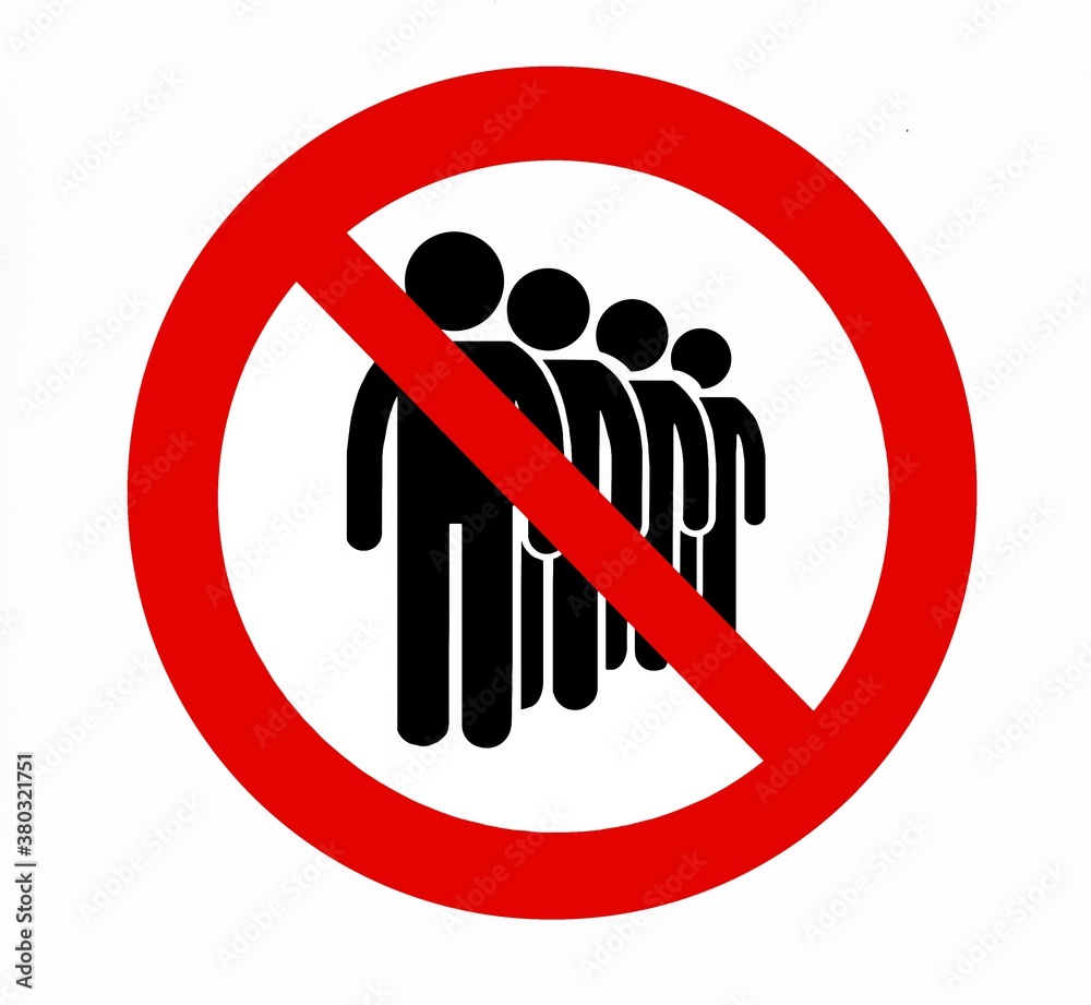 No public gatherings sign, keep social distancing. A maximum of three ...