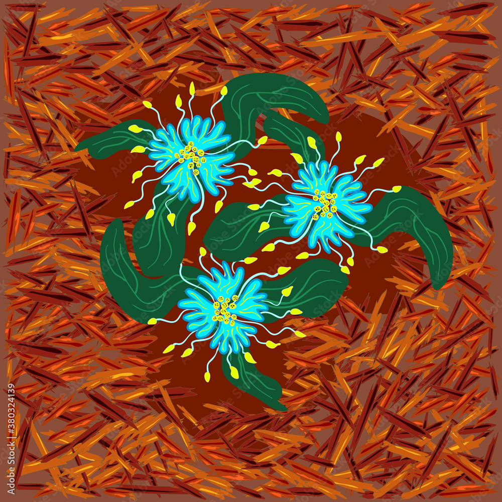 Red mulch and flowers. Bright mulch for flower beds using natural pine ...