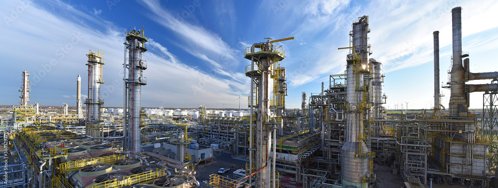 pipeline,storage tanks and buildings of a refinery - industrial plant ...