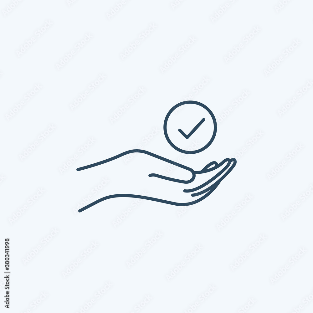Hand Check Mark Icon Vector. Hand Gives Tick Badge Illustration ...
