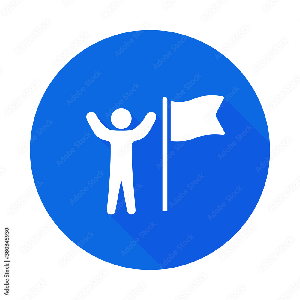 Victorious person with a flag icon. Success concept. Stock Vector ...