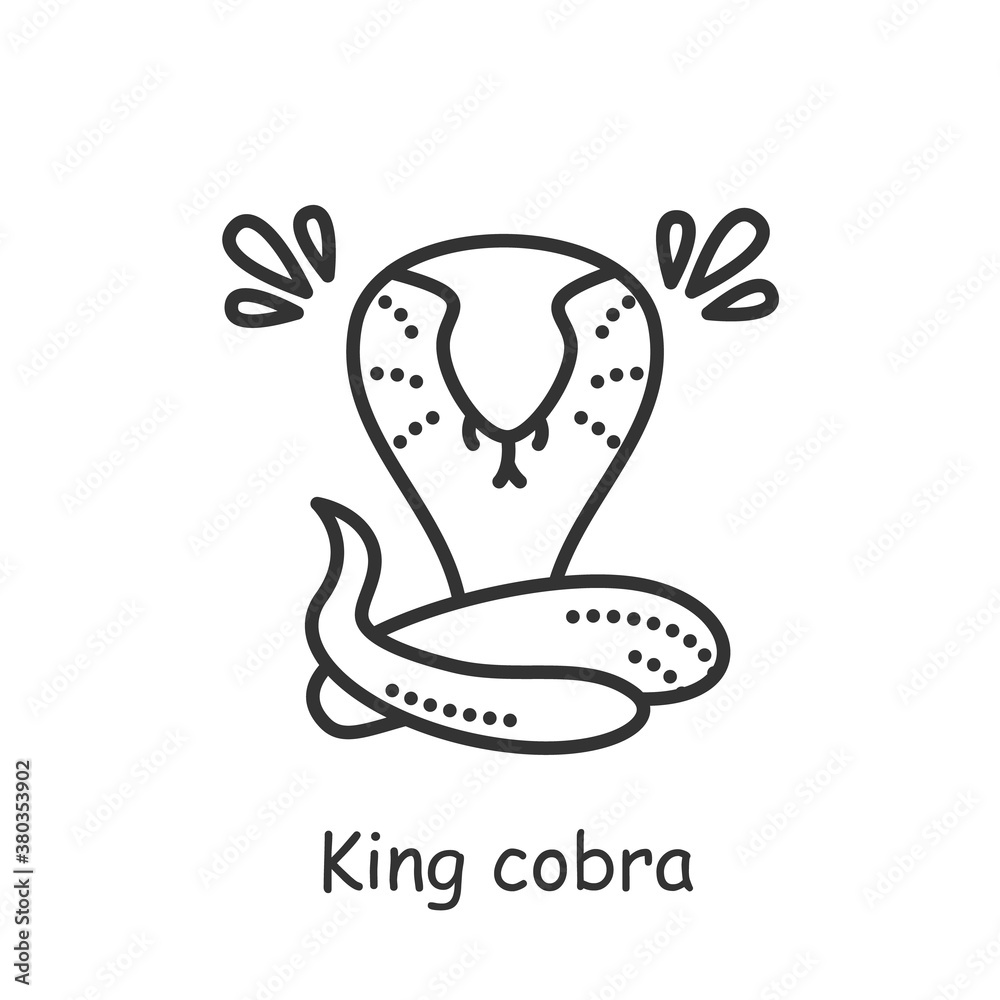 King Kobra line icon. Sacral, totem animal. Indian National symbol ...