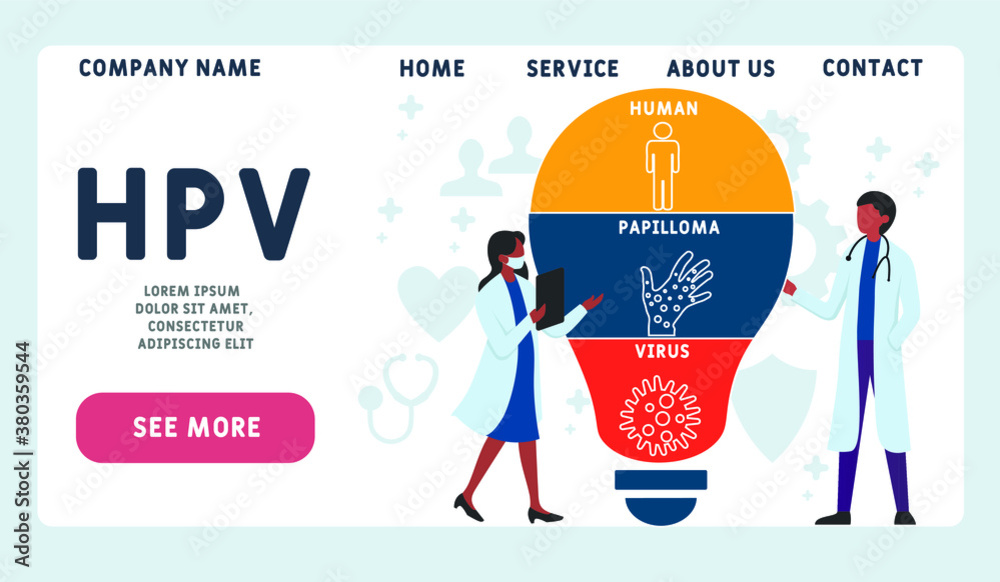 Vector website design template . HPV - Human Papilloma Virus, acronym ...