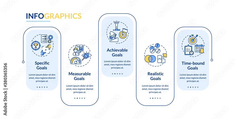 Smart goals definition vector infographic template. Communication ...