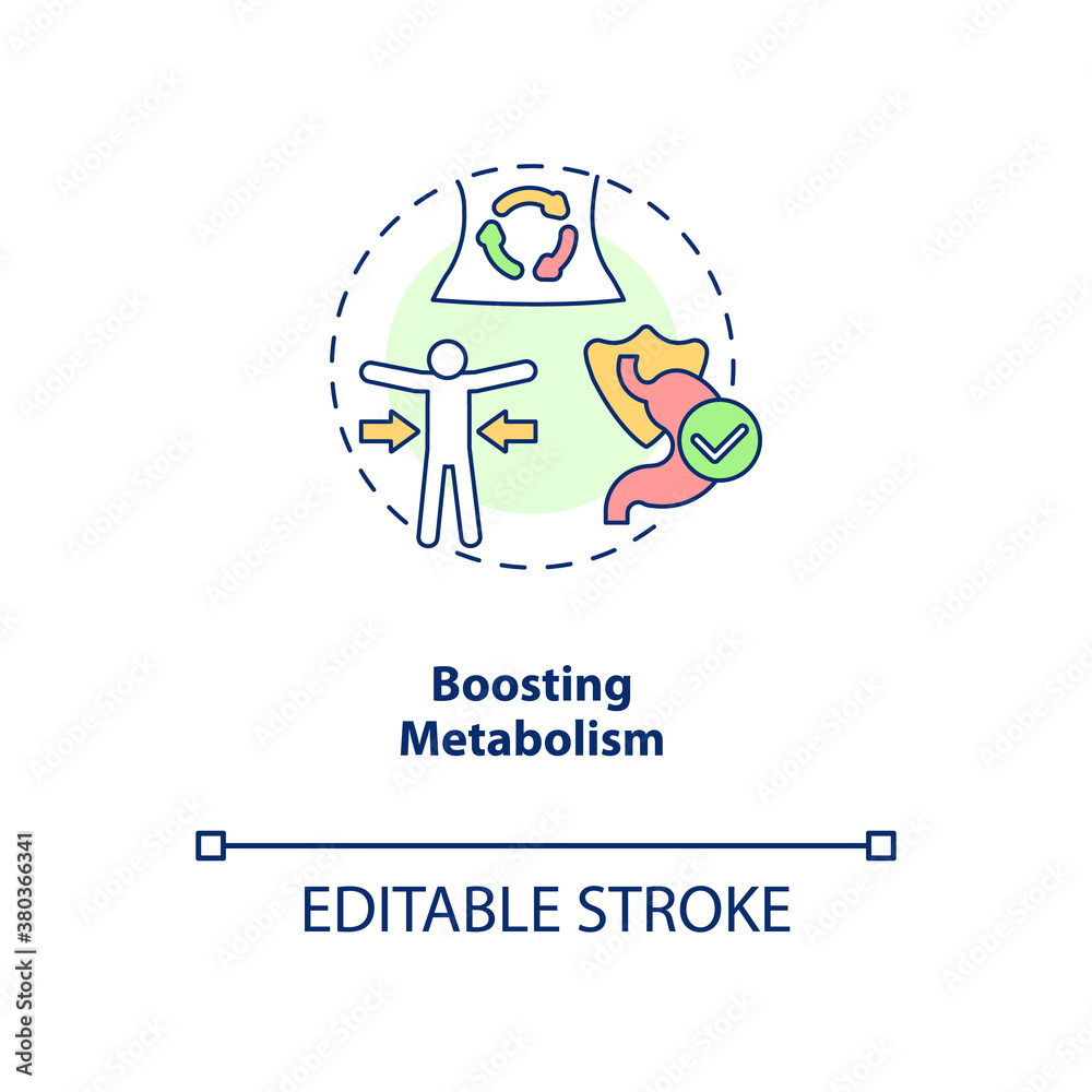 Boosting metabolism concept icon. Health care. Getting vitamins from ...