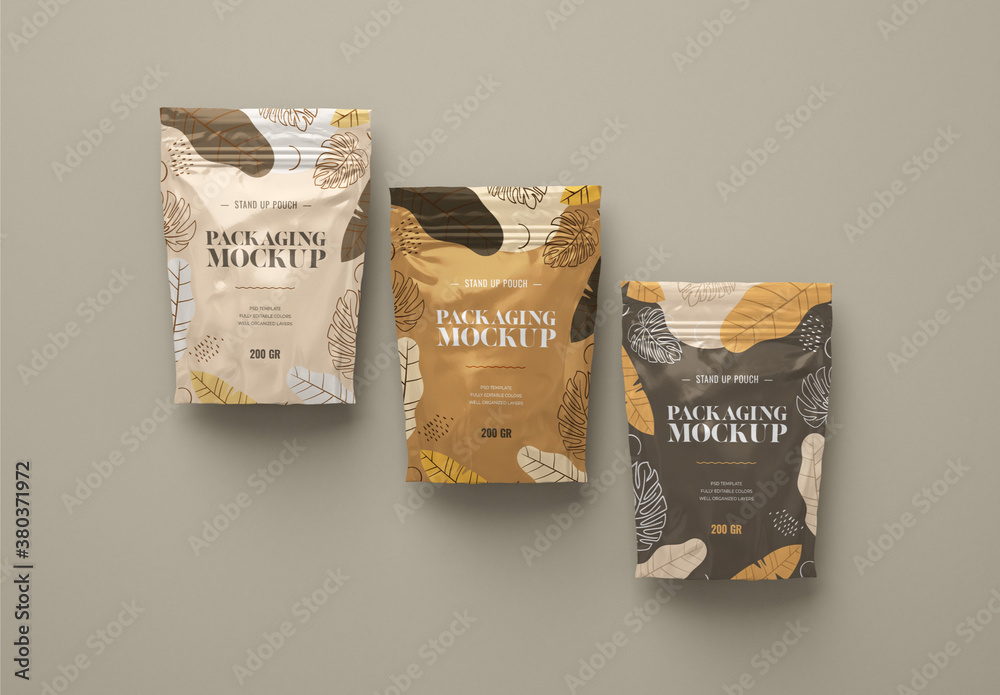 Stand Up Pouch Mockups Stock Template | Adobe Stock