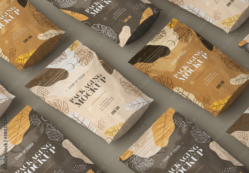 Stand Up Pouch Mockups Stock Template | Adobe Stock
