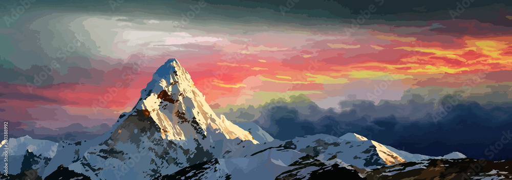 Mount Everest digital art Stock Illustration | Adobe Stock